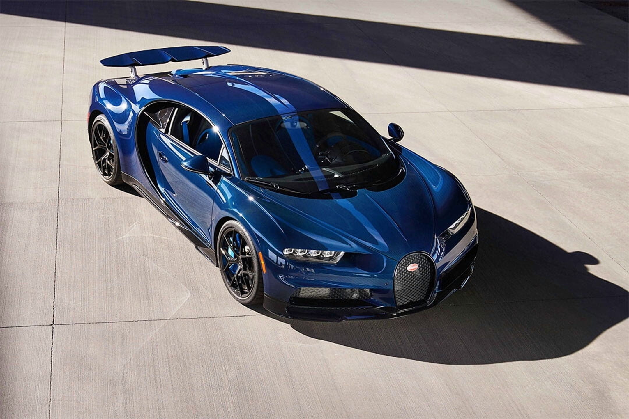 Bugatti Chiron Pur Sport Blue Car Aerial View Wall Indoor Decor - 12x18 ...