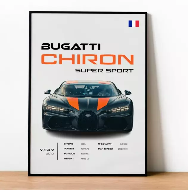 Bugatti Chiron Super Sport Poster - French Hypercar Wall Art - Exotic ...