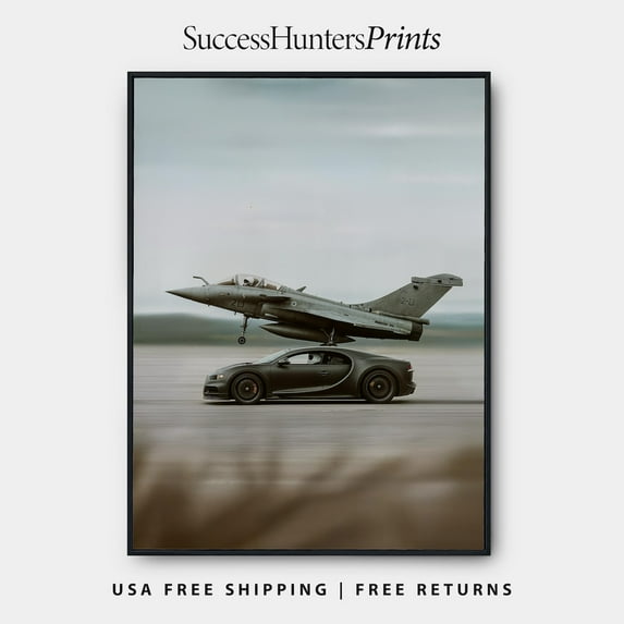 Bugatti Chiron Vs Fighter Jet Wall Art – Luxury Car Poster, Supercar ...