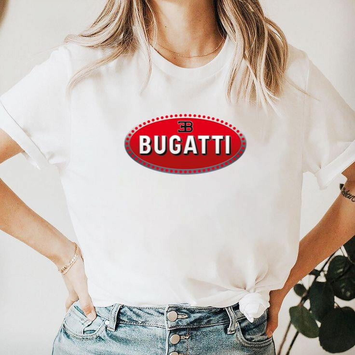 Bugatti Racing Car Mens White T Shirt Luxury Hypercar Automotive For ...