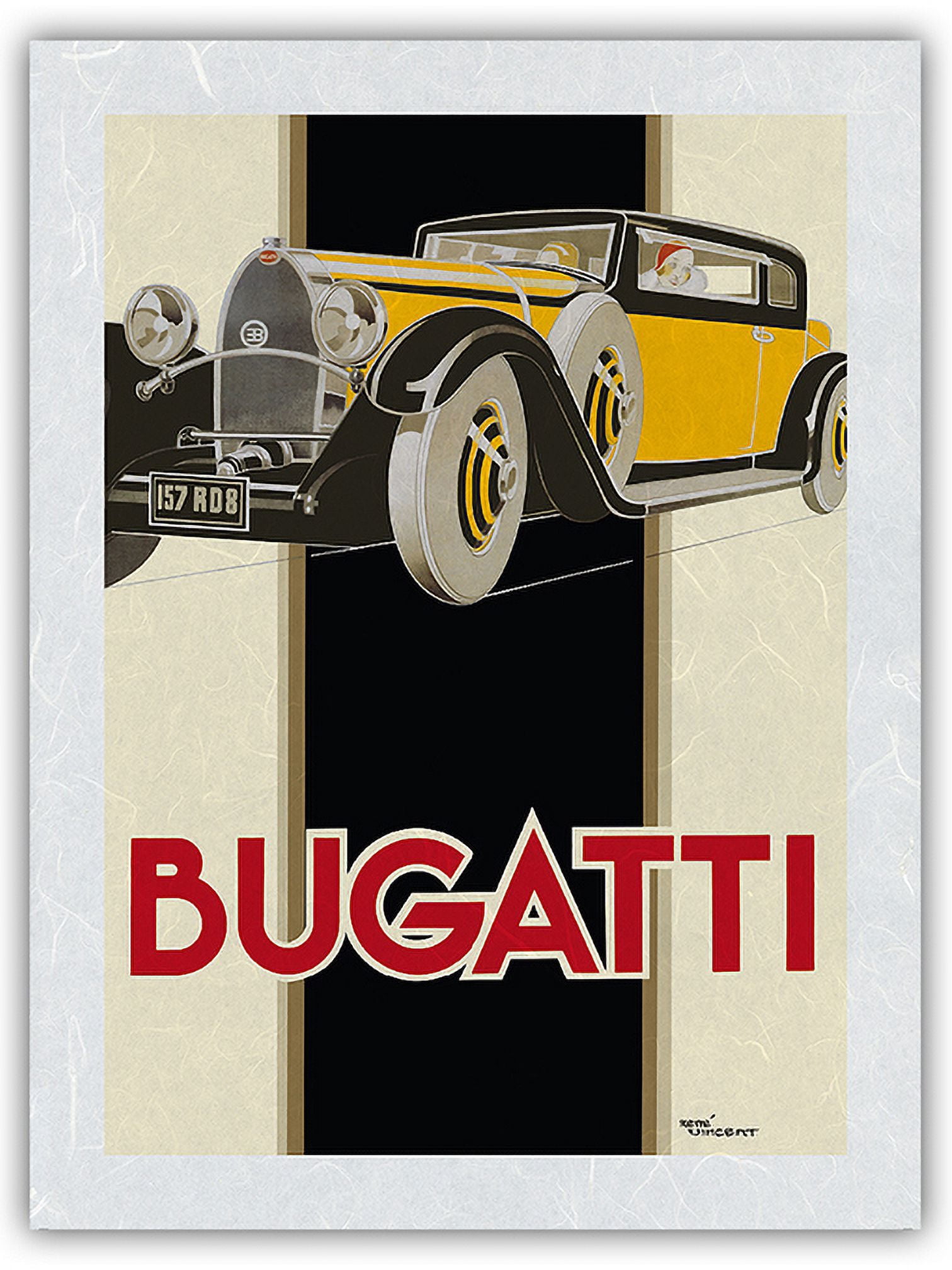 Bugatti Type 46 Coupe - Vintage Car Racing Poster by René Vincent c ...