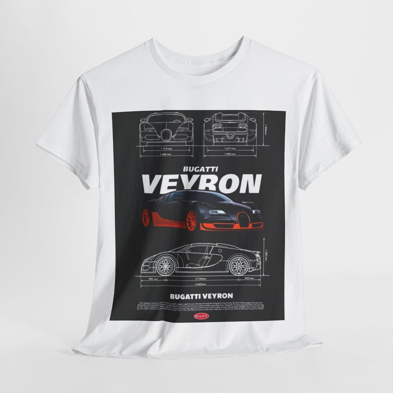 Bugatti Veyron Design Unisex T-Shirt for Men & Women- Technical Apparel ...