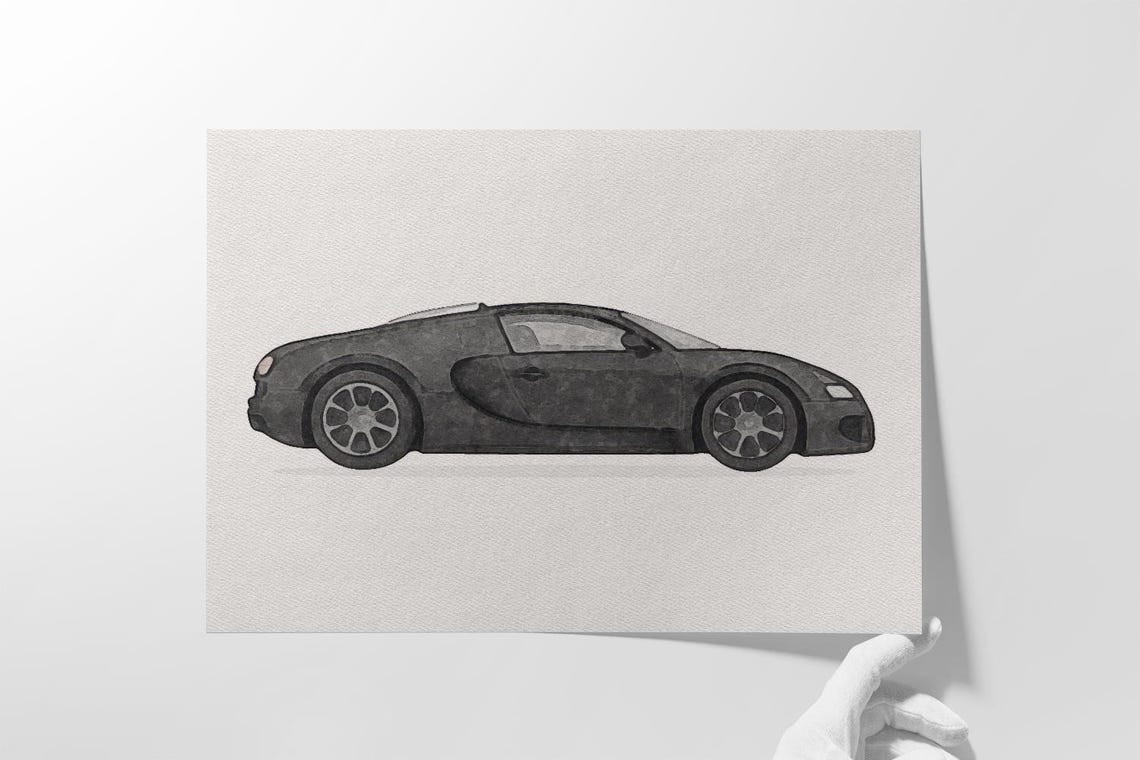 Bugatti Veyron Poster: Modern Supercar Wall Art, Stretched Canvas Size ...
