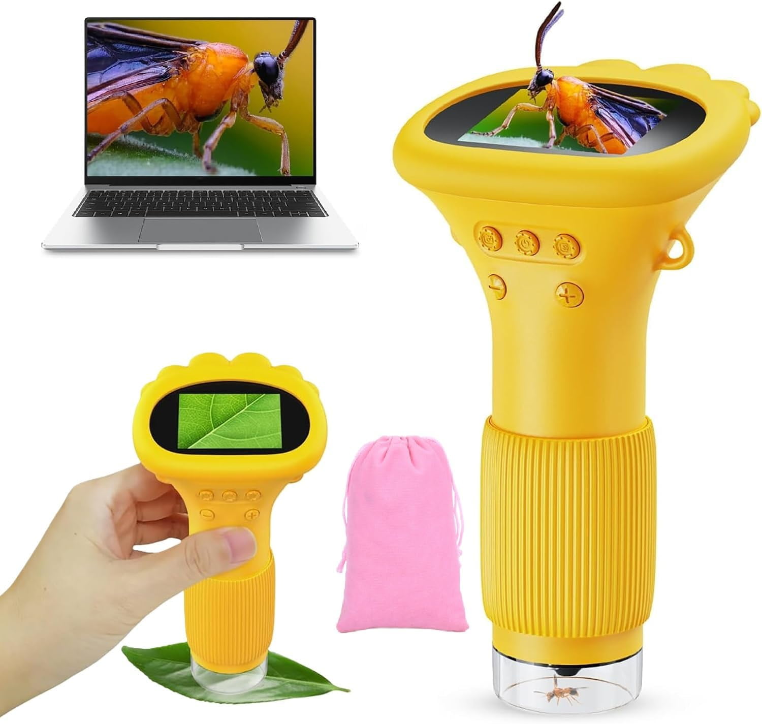Buggy Lens Microscope Toy,2MP 2-Inch IPS Screen 1000x Handheld Digital ...