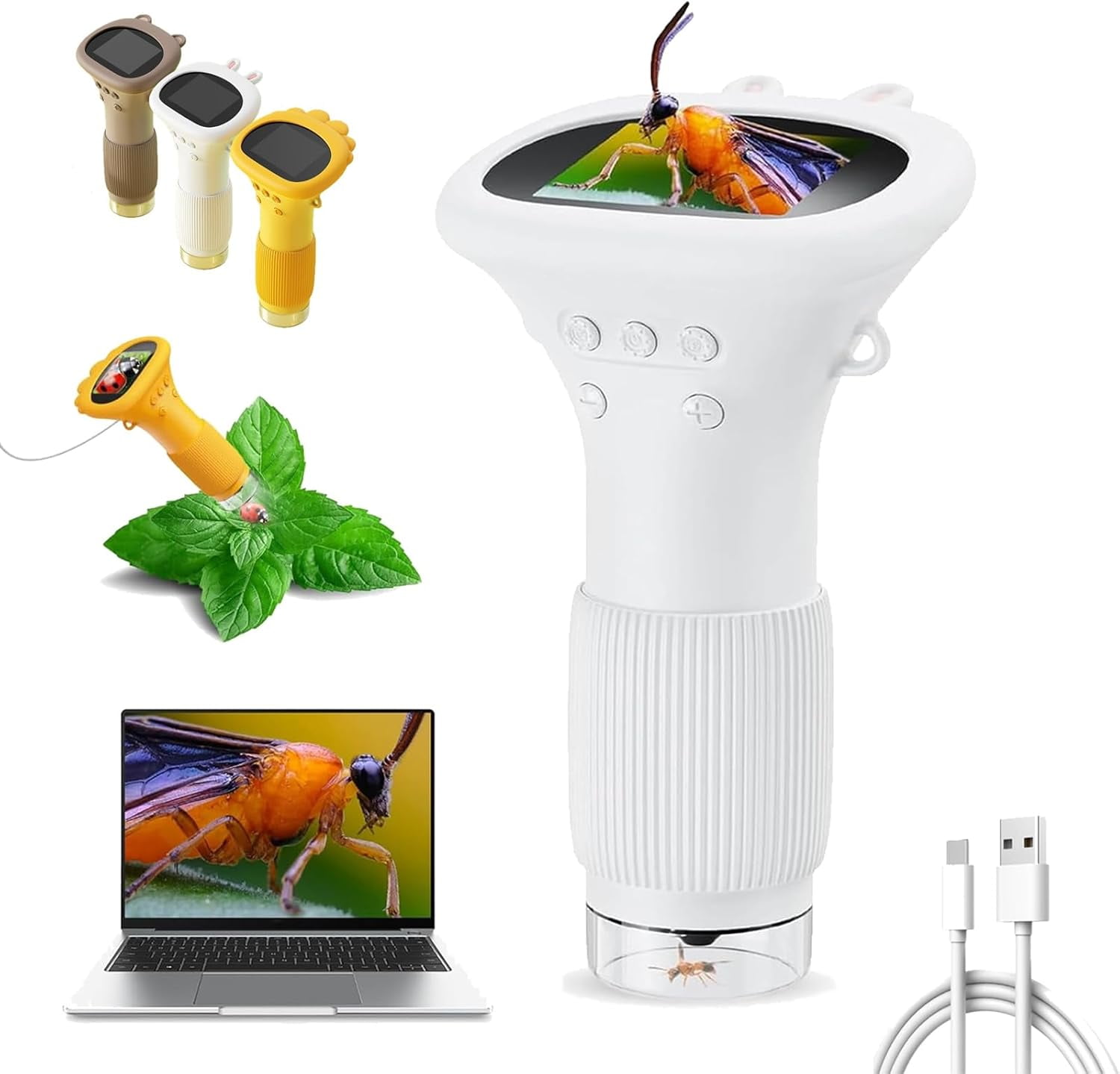 Buggy Lens Microscope Toy, Magnifier with 2" IPS Screen, 1000x Handheld ...