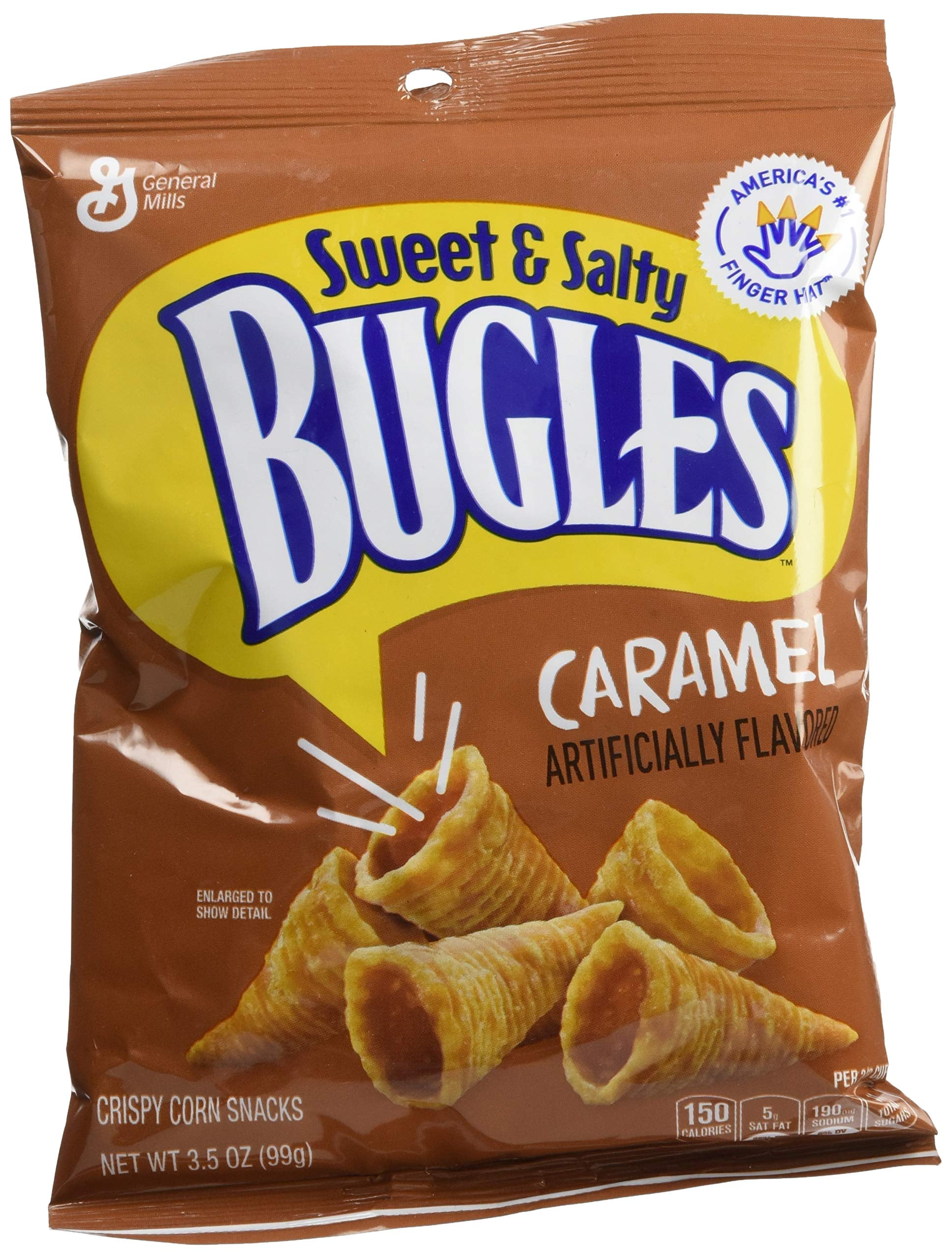 Bugles Caramel Corn Snacks 3.5 Oz Pack of 7 with Corn, Sugar, and ...