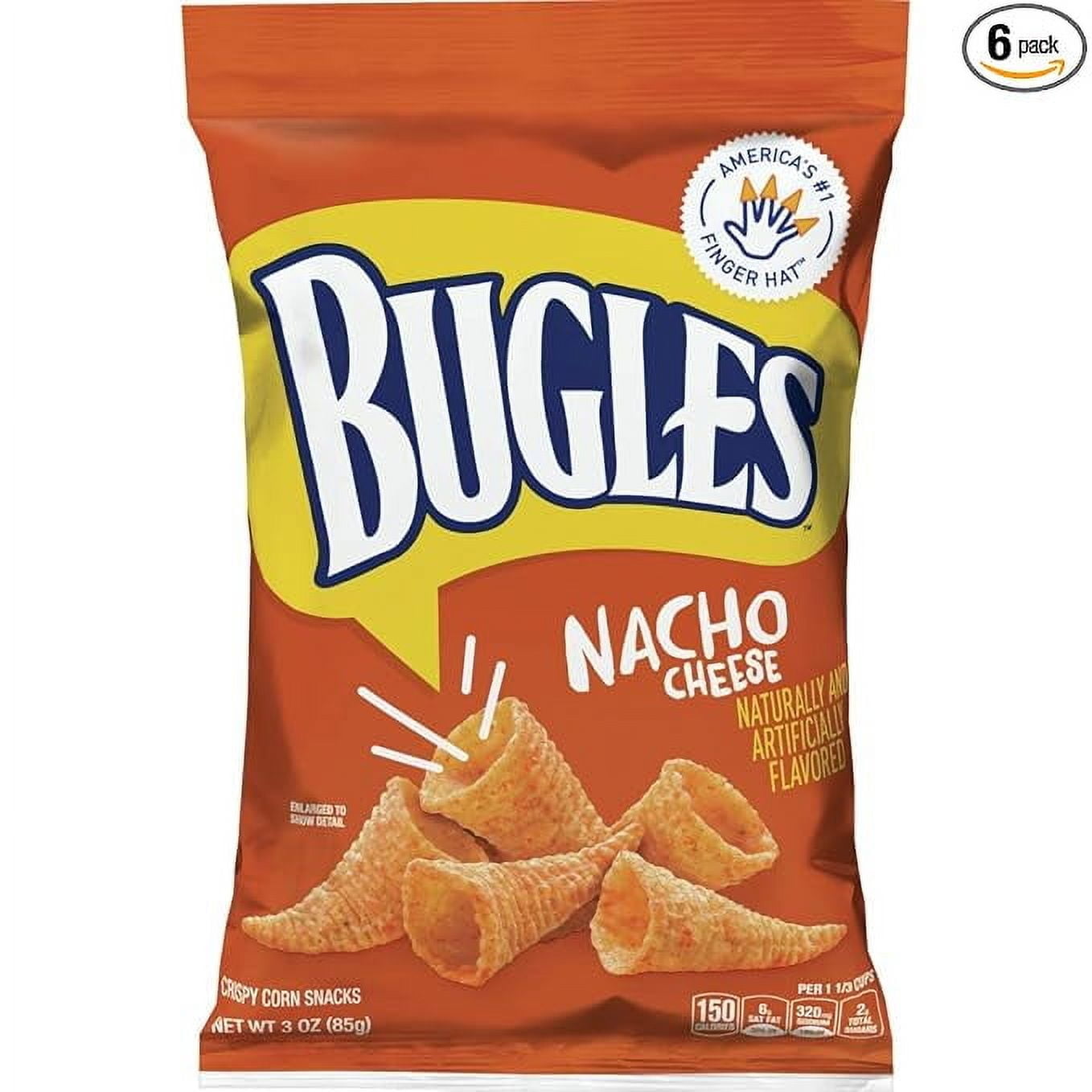 Bugles Crispy Corn Snacks, Nacho Cheese, Snack Bag, 3 Oz (Pack of 6 ...