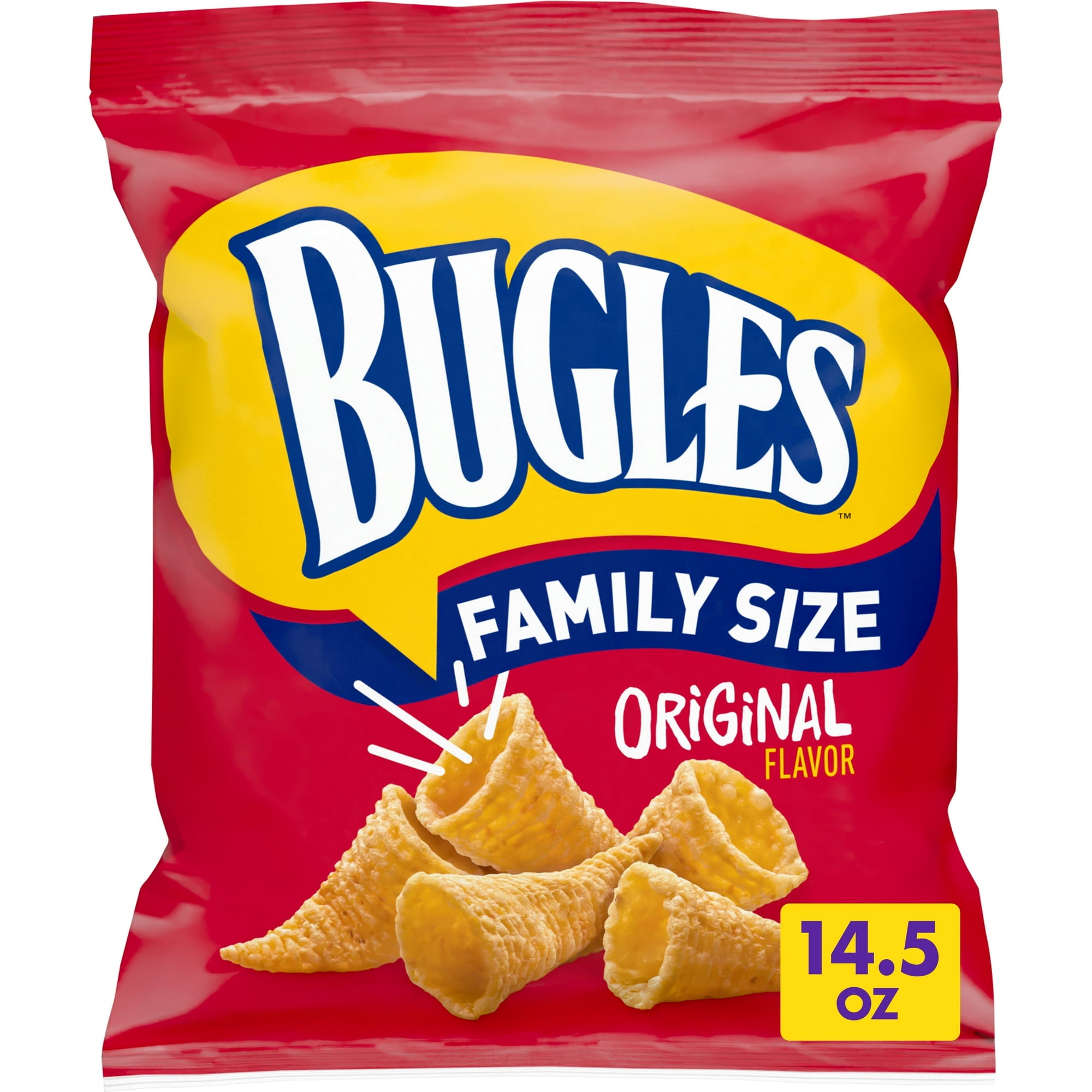 Bugles Crispy Corn Snacks, Original Flavor, Family Size Snack Bag, 14.5 ...