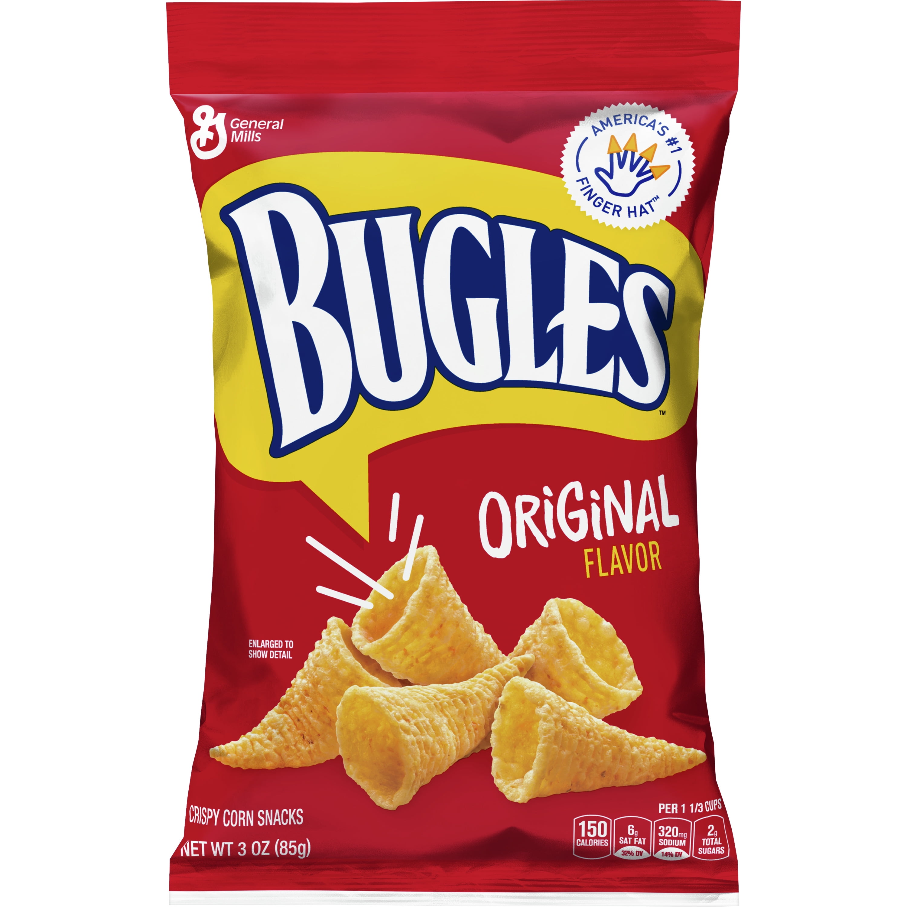 Bugles Crispy Corn Snacks, Original Flavor, Snack Bag, 3 oz - Walmart.com Bugles Crispy Corn Snacks, Original Flavor, Snack Bag, 3 oz - Walmart.com