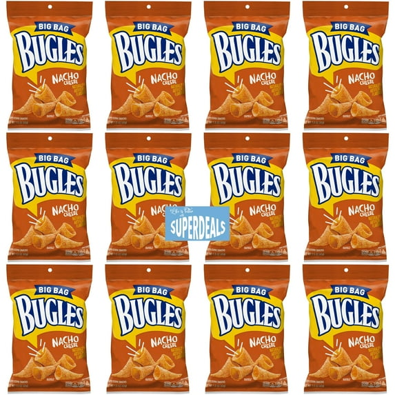 Bugles, Nacho Cheese,Crispy Corn Snack, 1.5 oz Pack of 12 bundled by ...