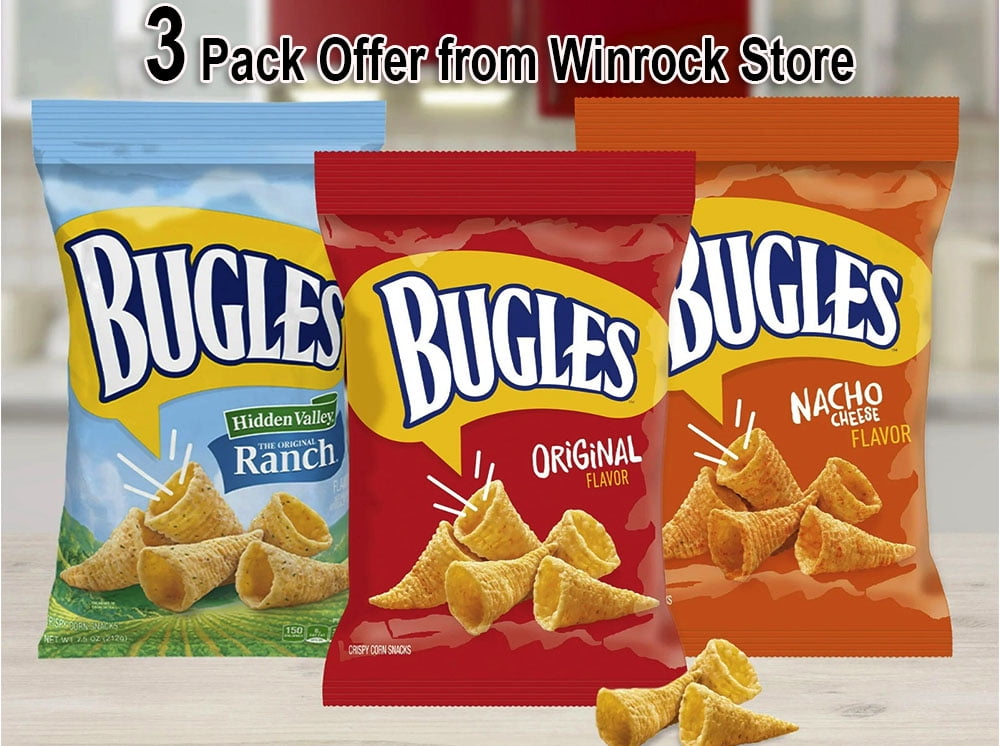 Bugles Nacho Cheese Crispy Corn Snacks AND Bugles Hidden Valley Ranch ...