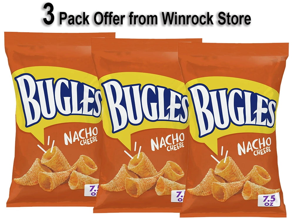 Bugles Nacho Cheese Crispy Corn Snacks, Snack Bag, 7.5 oz (3 Pack ...