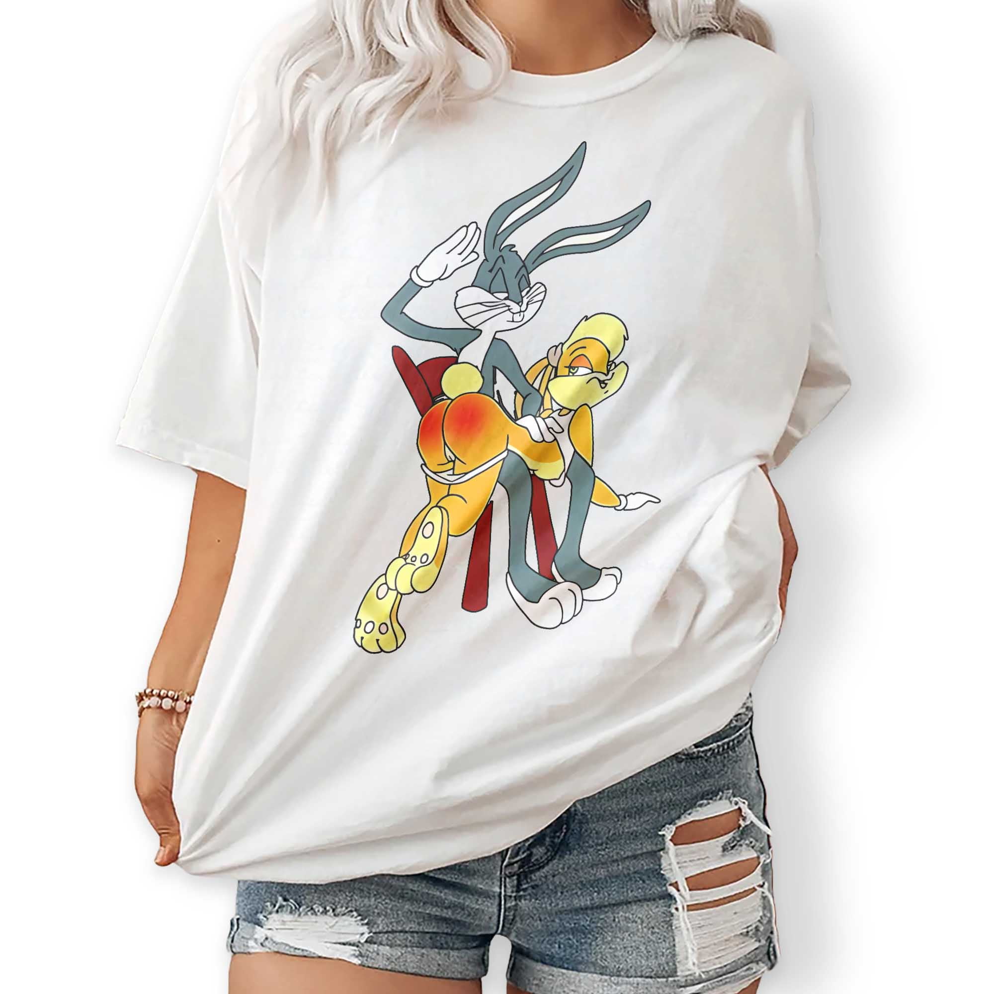 Bugs Bunny Lola Bunny Funny Cartoon Fan T-Shirt bu_368_1TShirt-White - Walmart.com