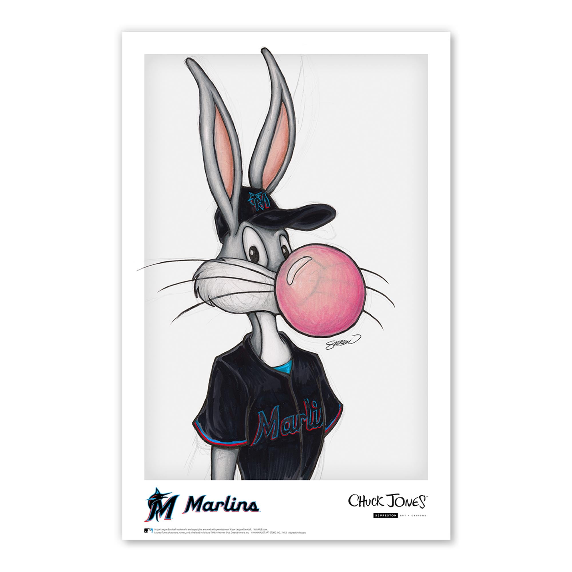 Bugs Bunny Miami Marlins 11" x 17" Poster Print - Walmart.com