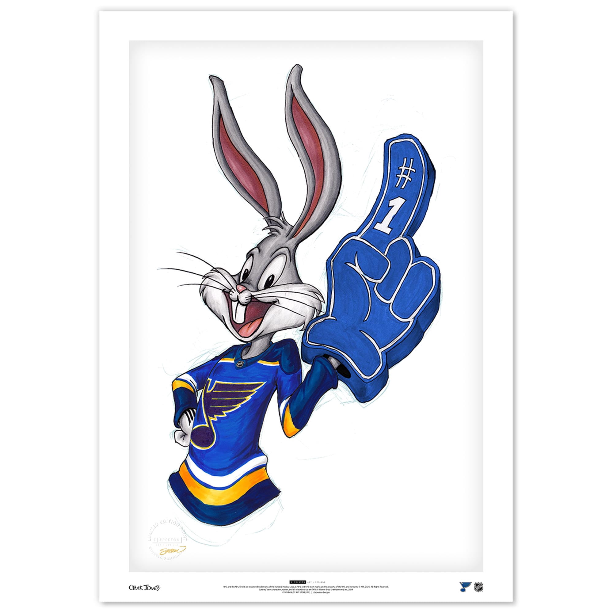 Bugs Bunny St. Louis Blues 14" x 20" Looney Tunes Fine Art Print ...