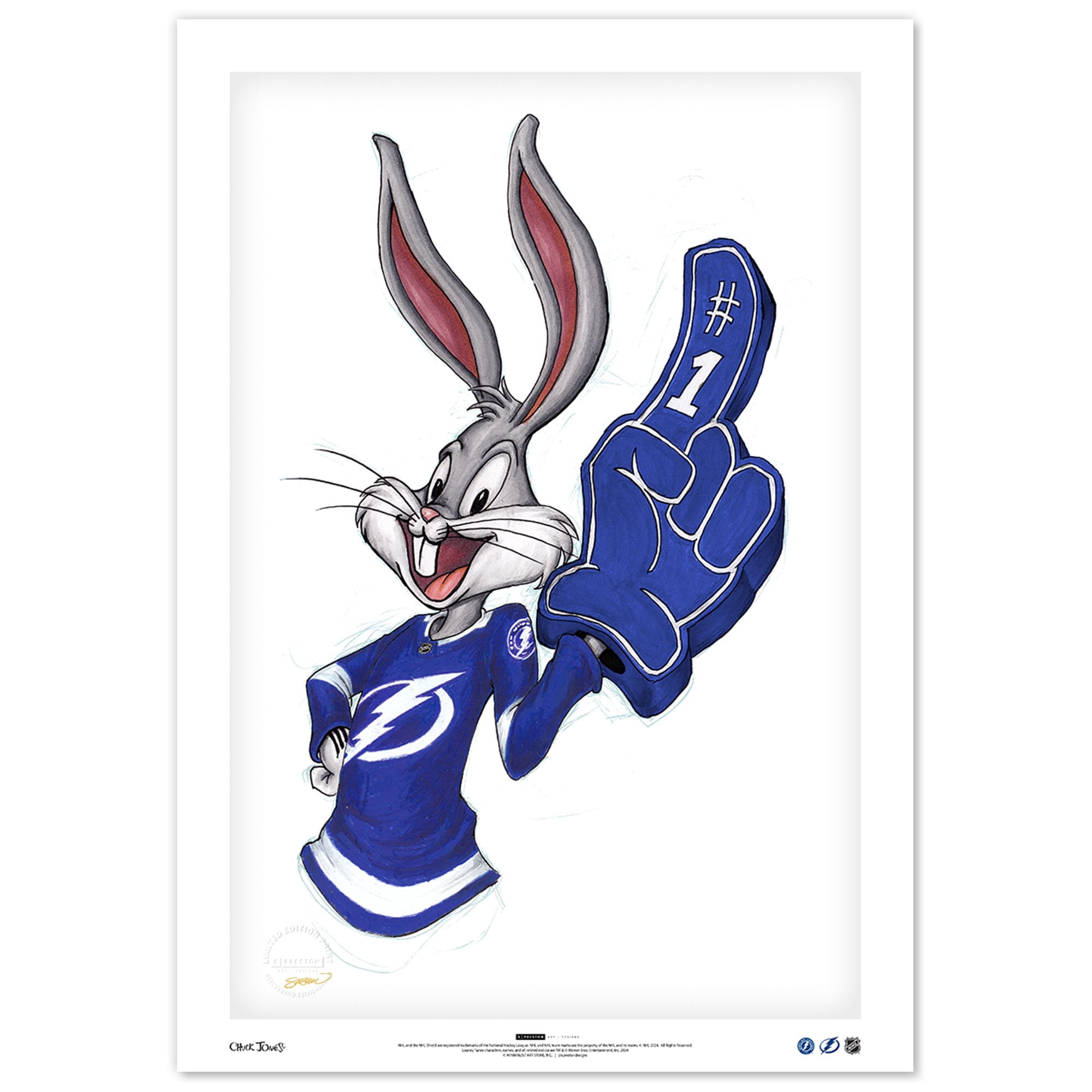Bugs Bunny Tampa Bay Lightning 24" x 36" Looney Tunes Fine Art Print ...