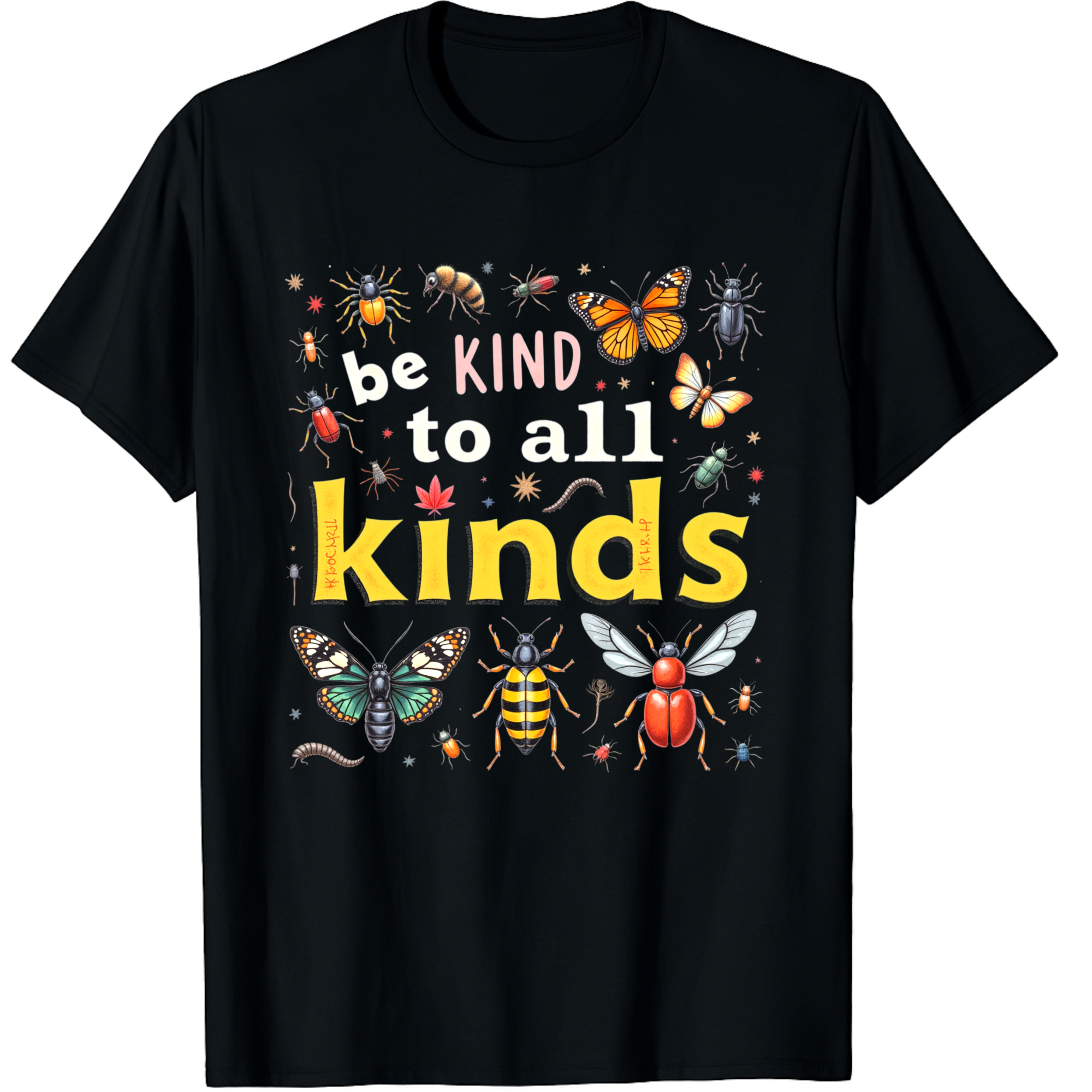 Bugs Entomology Vintage Be Kind to All Kinds Entomologist Graphic Black ...