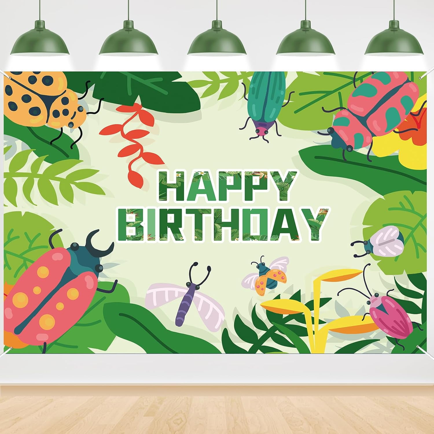 Bugs Happy Birthday Photo Background Banner Cartoon Insects Summer ...