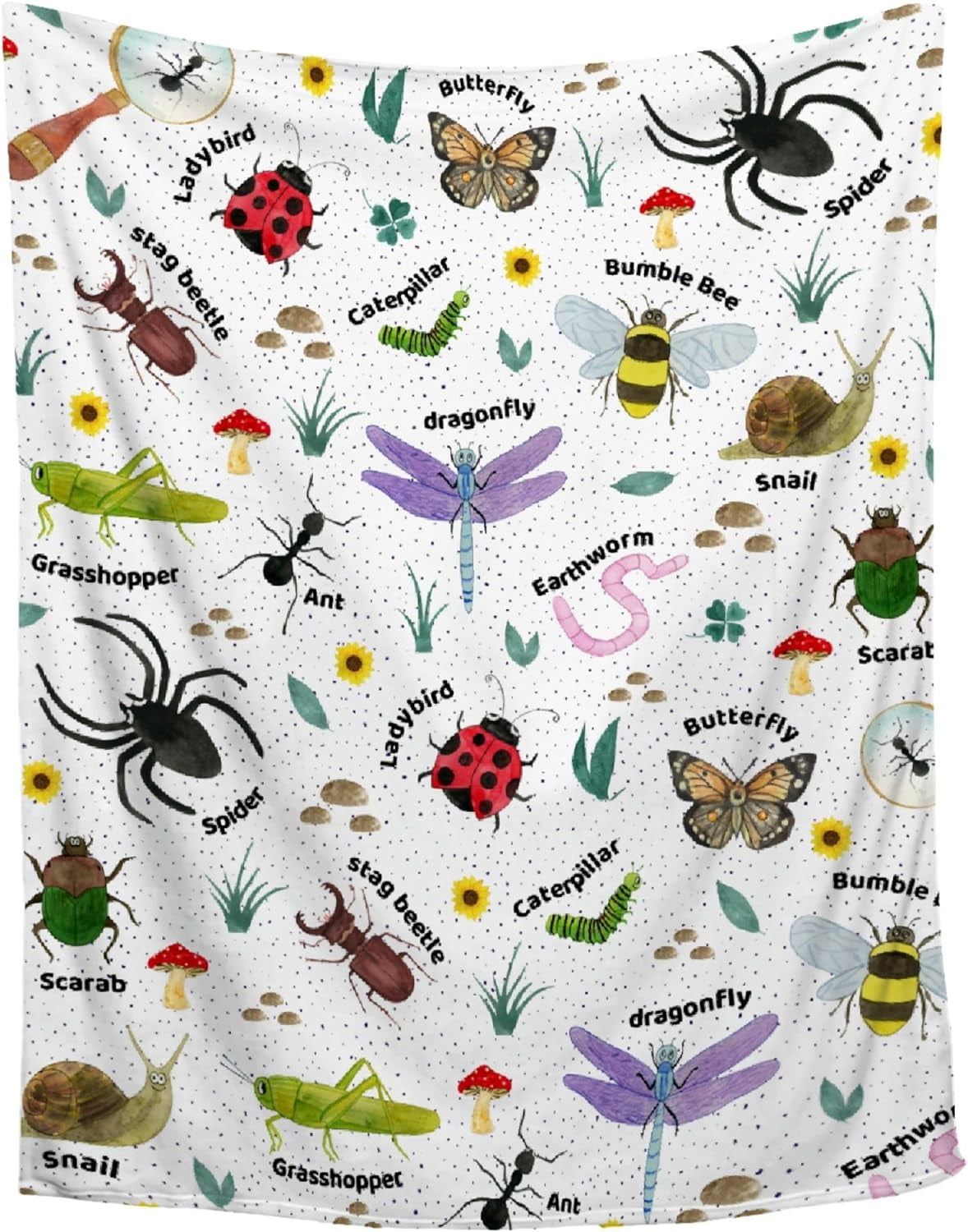 Bugs Insects Throw Blanket | Bugs Lover Gifts for Boys Girls | Ultra ...