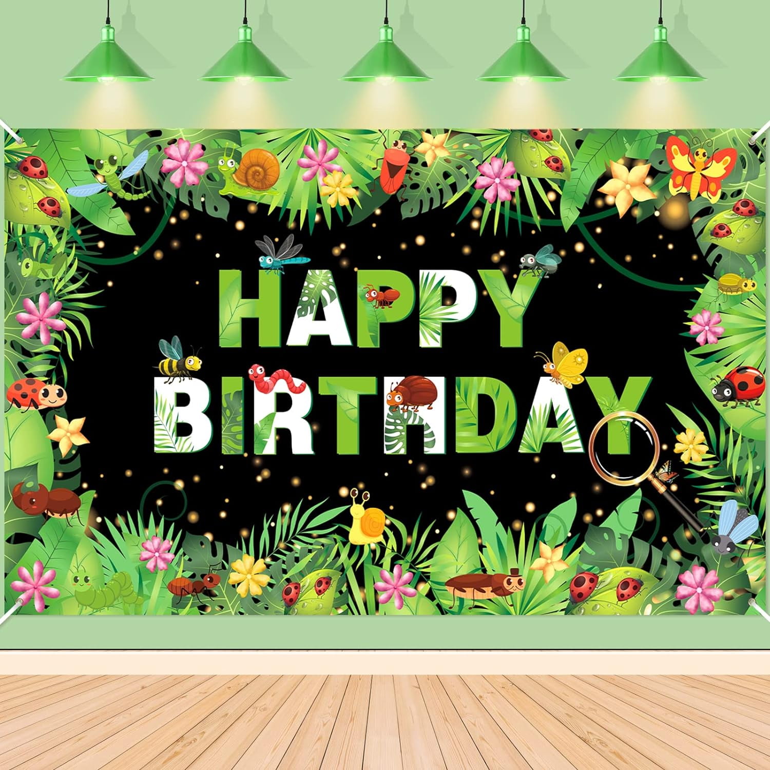 Bugs Party Birthday Banner Decorations Bee Bug Butterfly Reptile ...