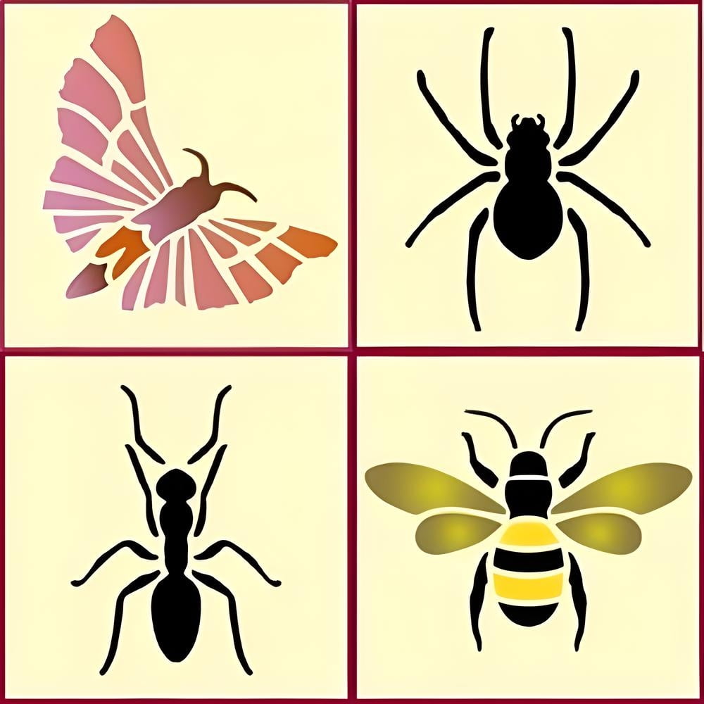 Bugs Stencil - Forest Mountain Woodland Wildlife African Wild Animal DIY Template Reusable Laser ...