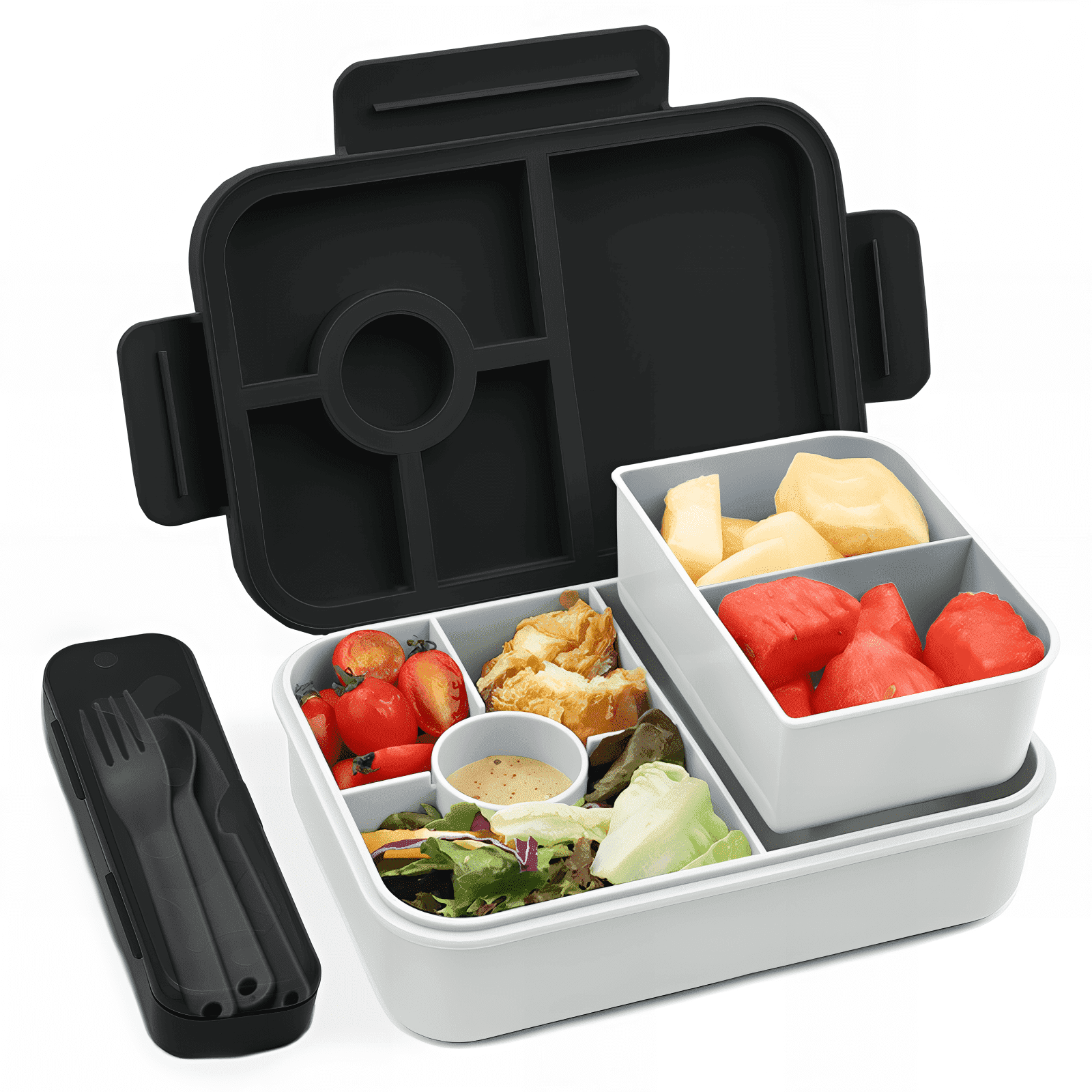 Bugucat Children's Lunch Box with Compartments, 1300 ml, Set of 2 ...