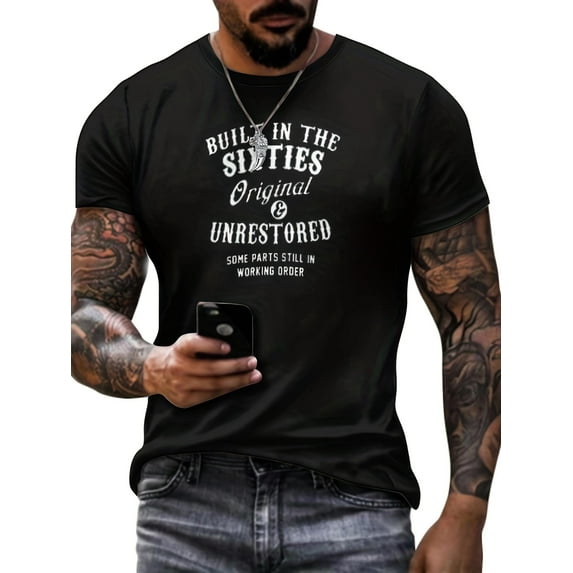 BuiLT iN THe SiXTieS" Classic 3D Print Men's T-Shirt - Casual Black ...