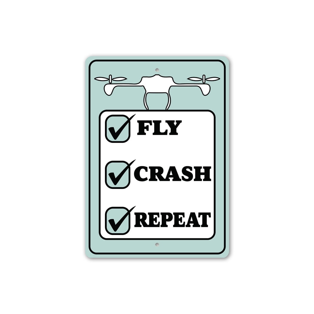 Build Crash Repeat Aluminum Metal Decor Sign - 10x14 inches - Walmart.com