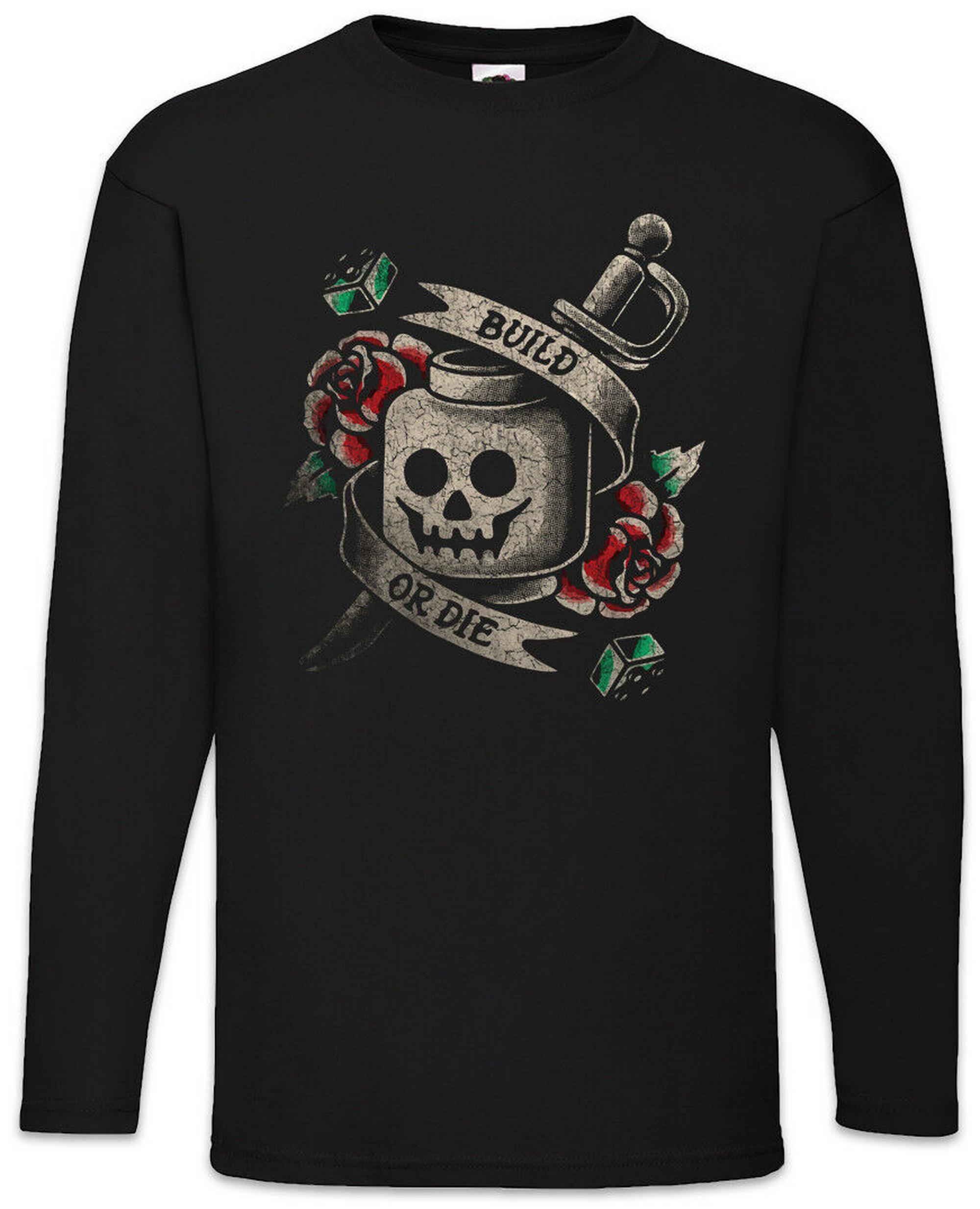 Build Or Die Men Long Sleeve T-Shirt Fun bricks Pirat Head - Walmart.com