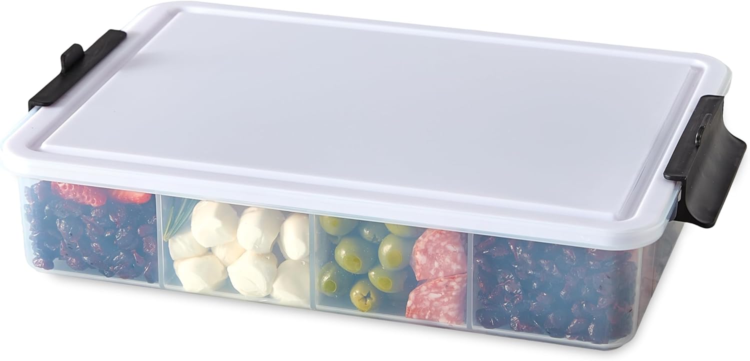 Build Snacklebox Serving Tray with Locking Bamboo Cutting Board Lid ...