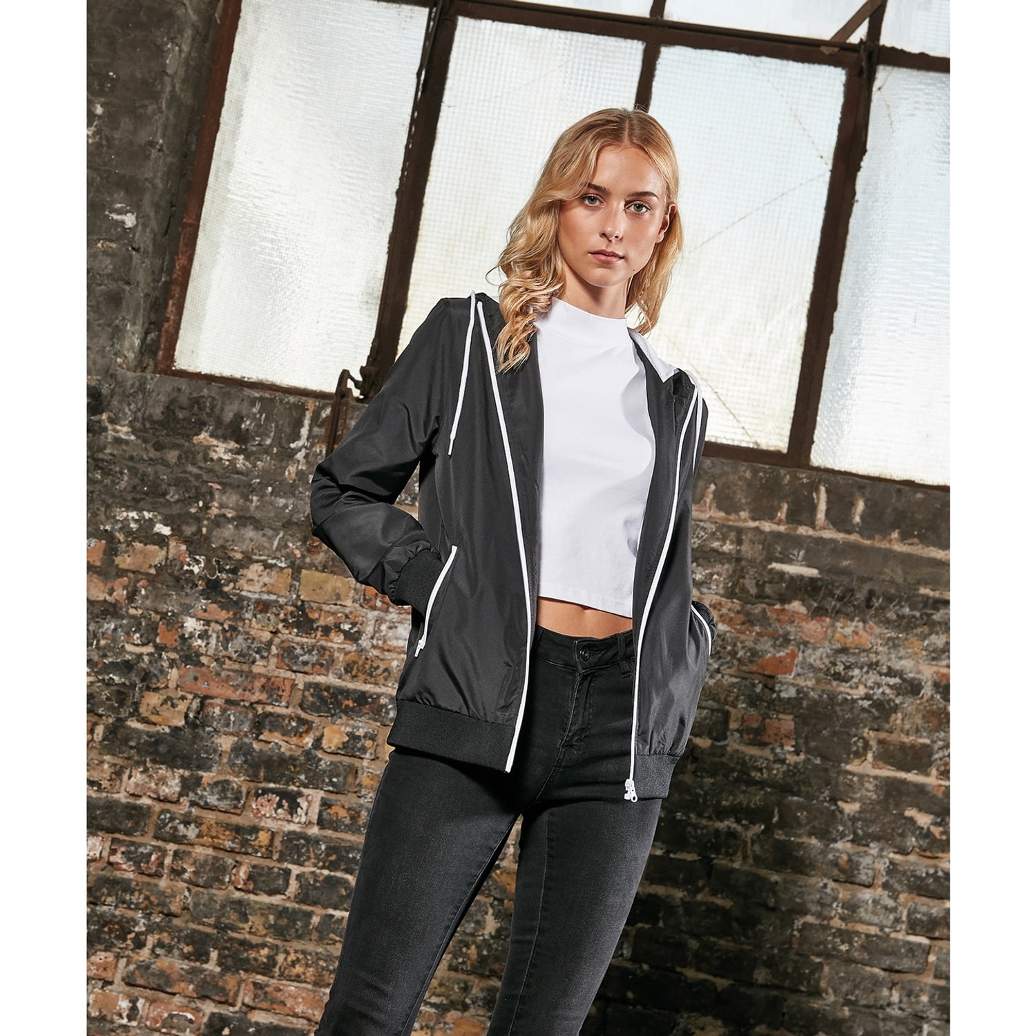 Build Your Brand Womens Windrunner Recycled Jacket - Walmart.com