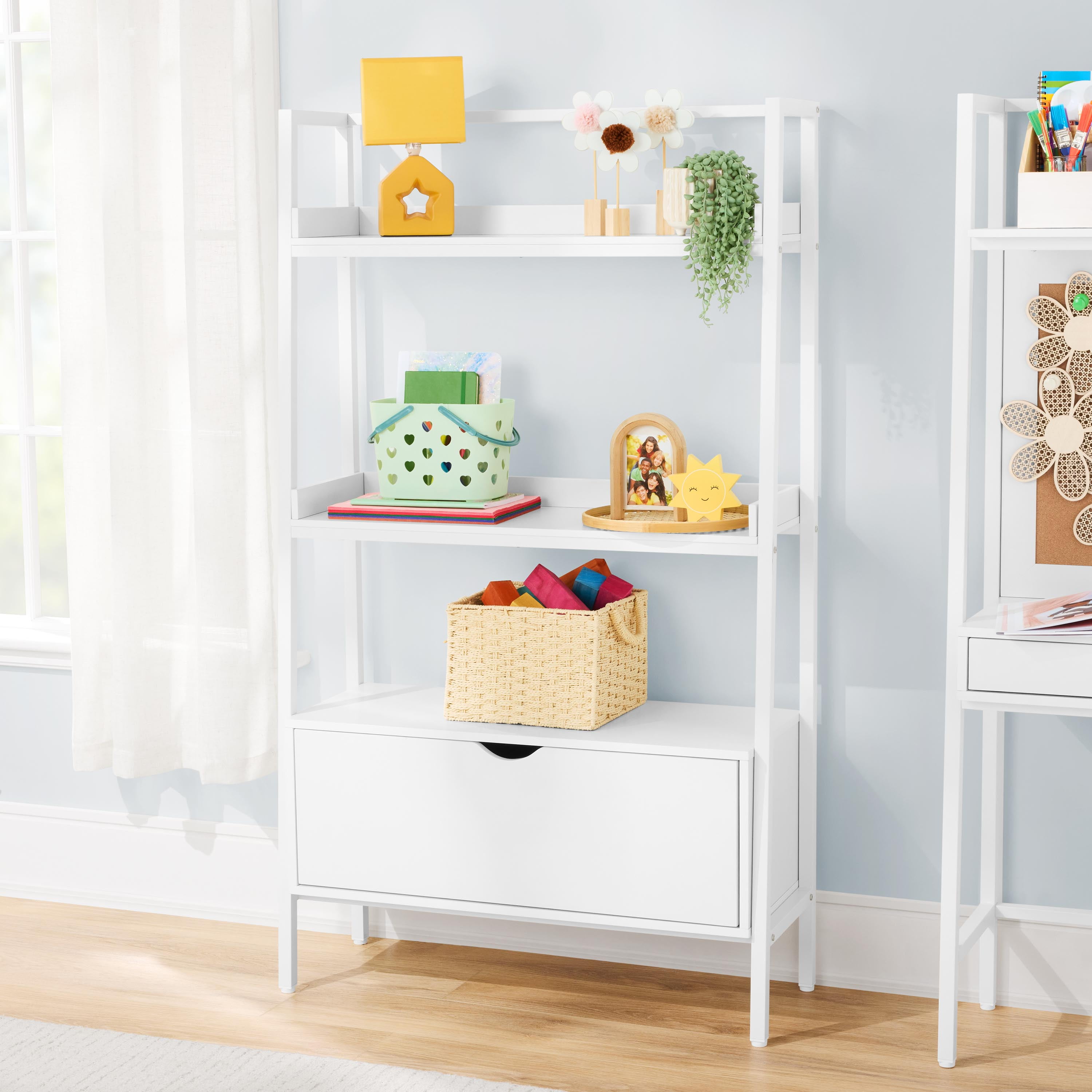 BYO Kids Ladder Bookcase with Drawer, White - Walmart.com