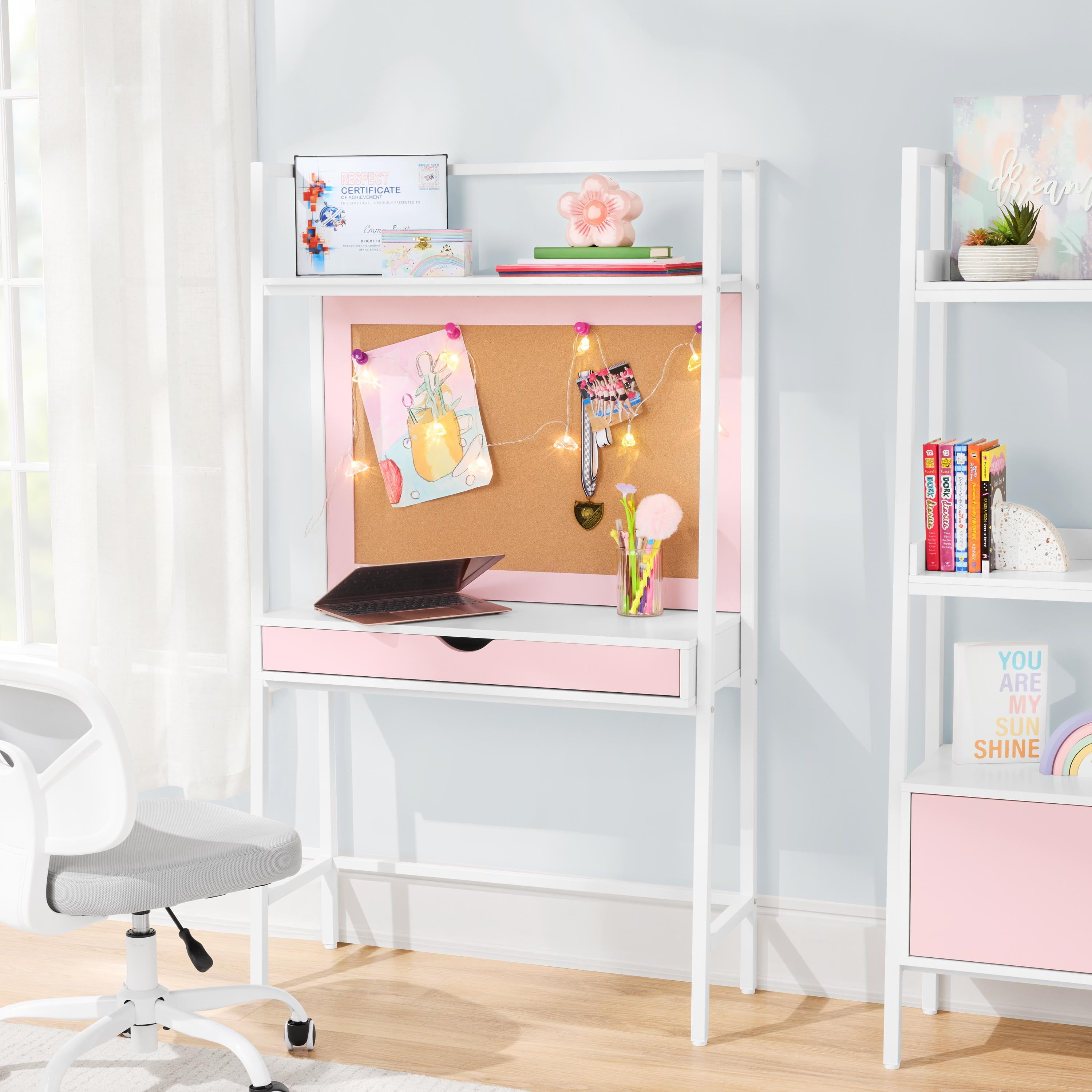 BYO Kids Ladder Desk with Bulletin Board, Pink/White - Walmart.com