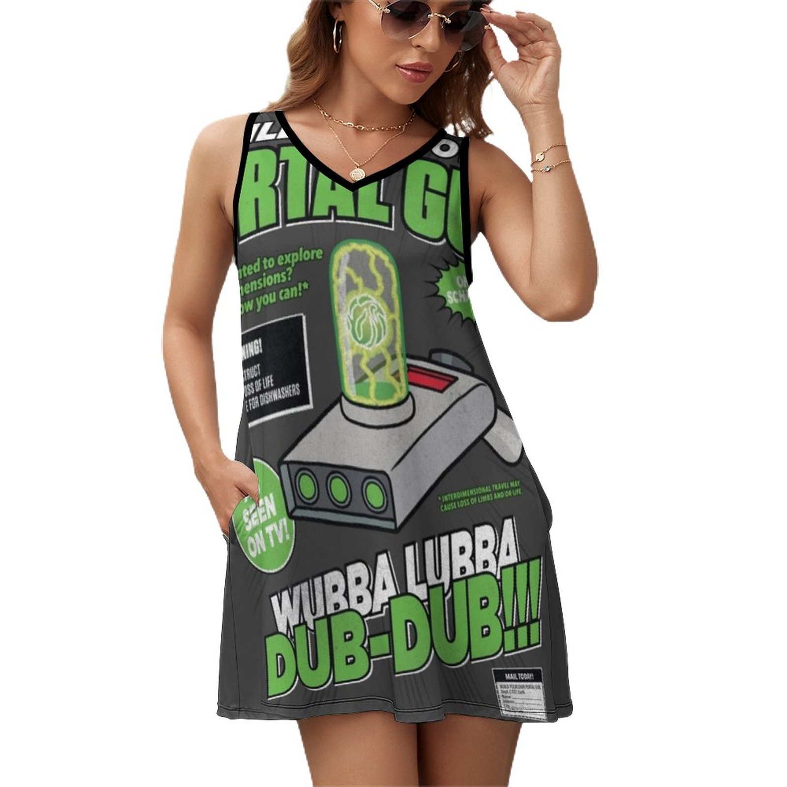 Build Your Own Portal Gun Flare Dress Square Neck Dress Elegant Female ...