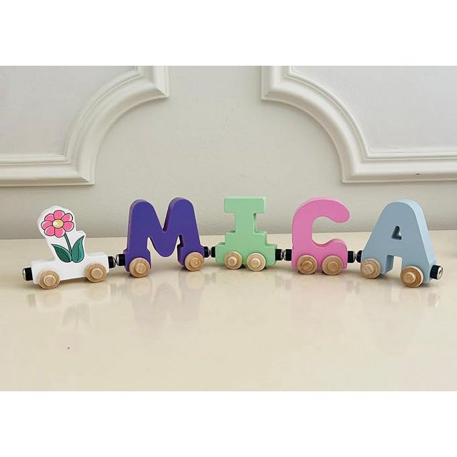 Build Your own Train with a Pink Daisy Flower. Personalized Wooden ...