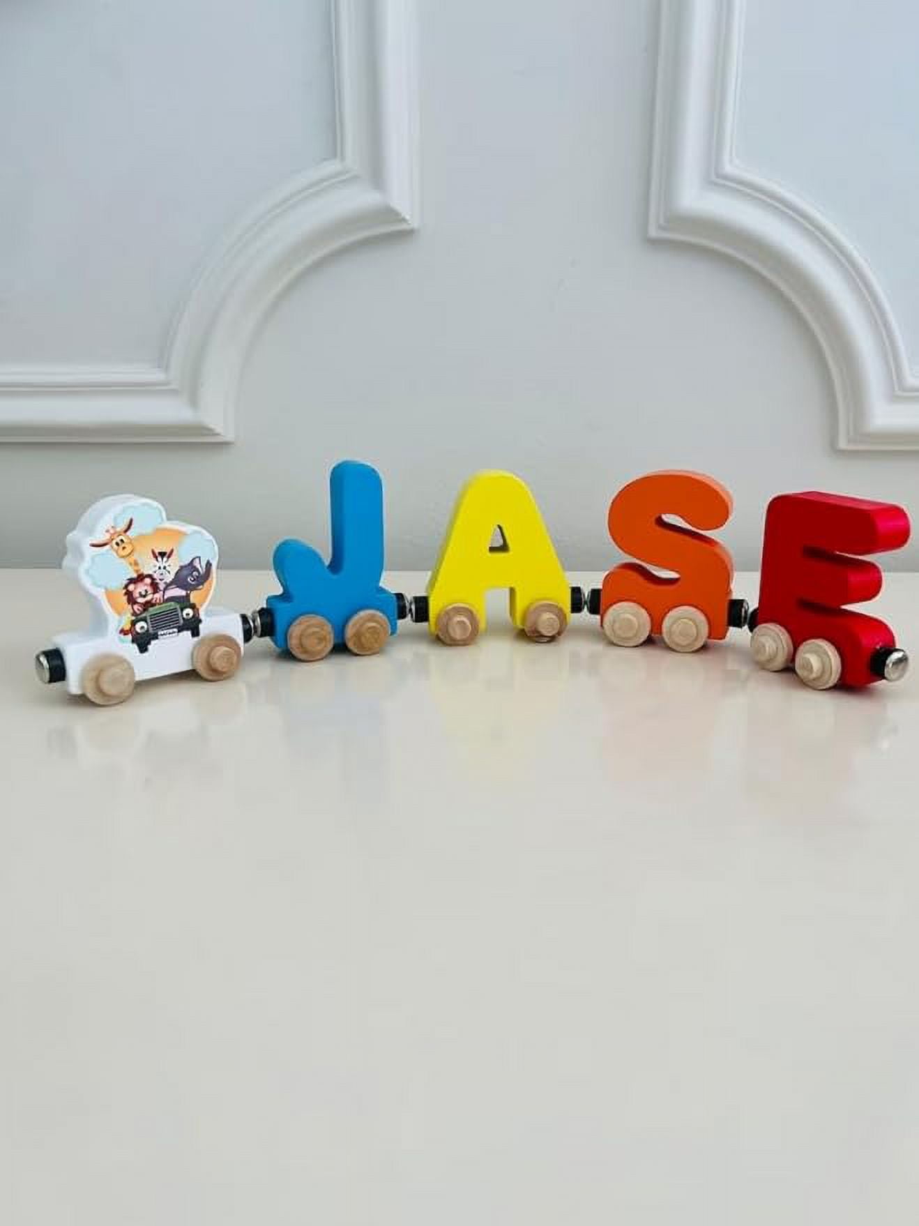 Build Your own Train with a Safari Animals in Jeep. Personalized Wooden ...