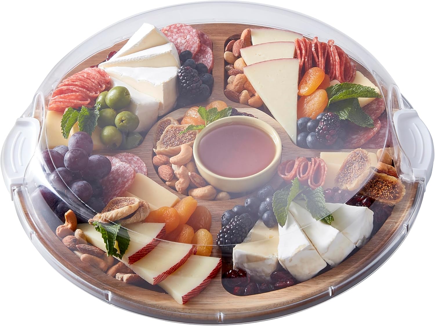 Build-a-Board 14-Inch Round Acacia Cutting Board with Lazy Susan ...