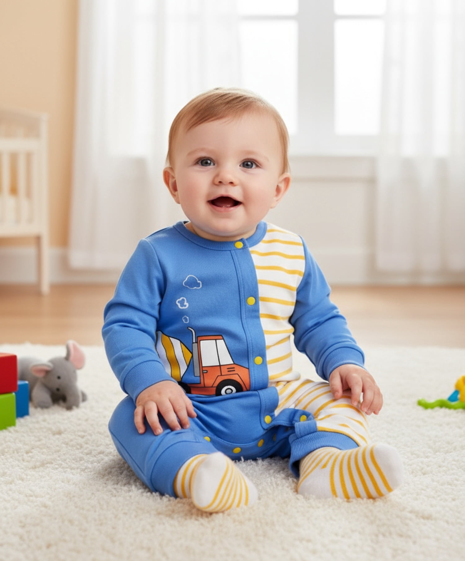 Builder Themed Baby Outfit for Boys - Tiny Builder Jumpsuit by Hushies ...
