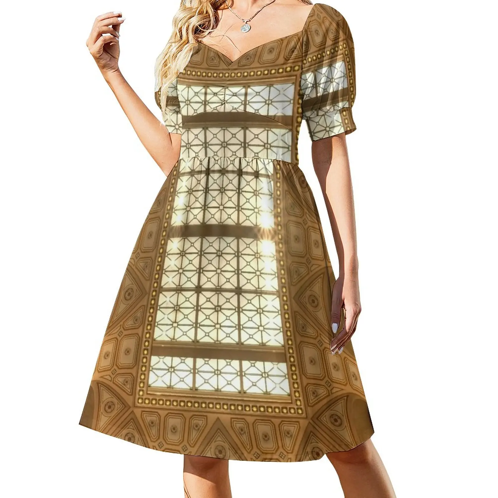 Builders Building Lobby Ceiling Sleeveless Dress Clothing female Women ...
