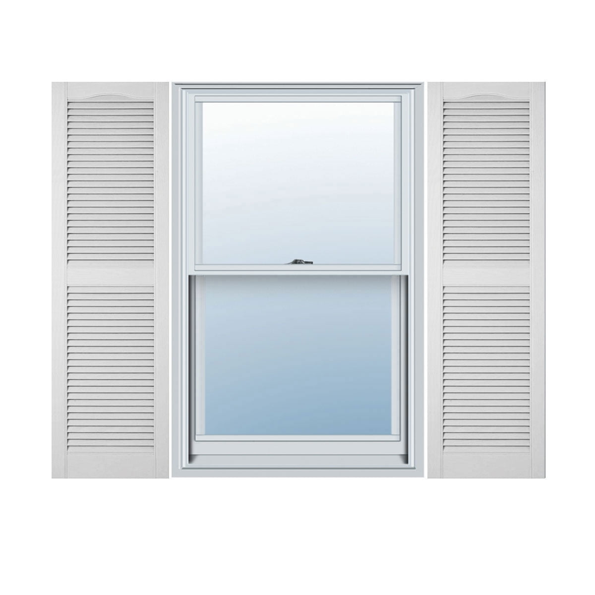 Builders Edge Outdoor 15 x 39 in. Vinyl Arched Top Center Rail Louvered ...