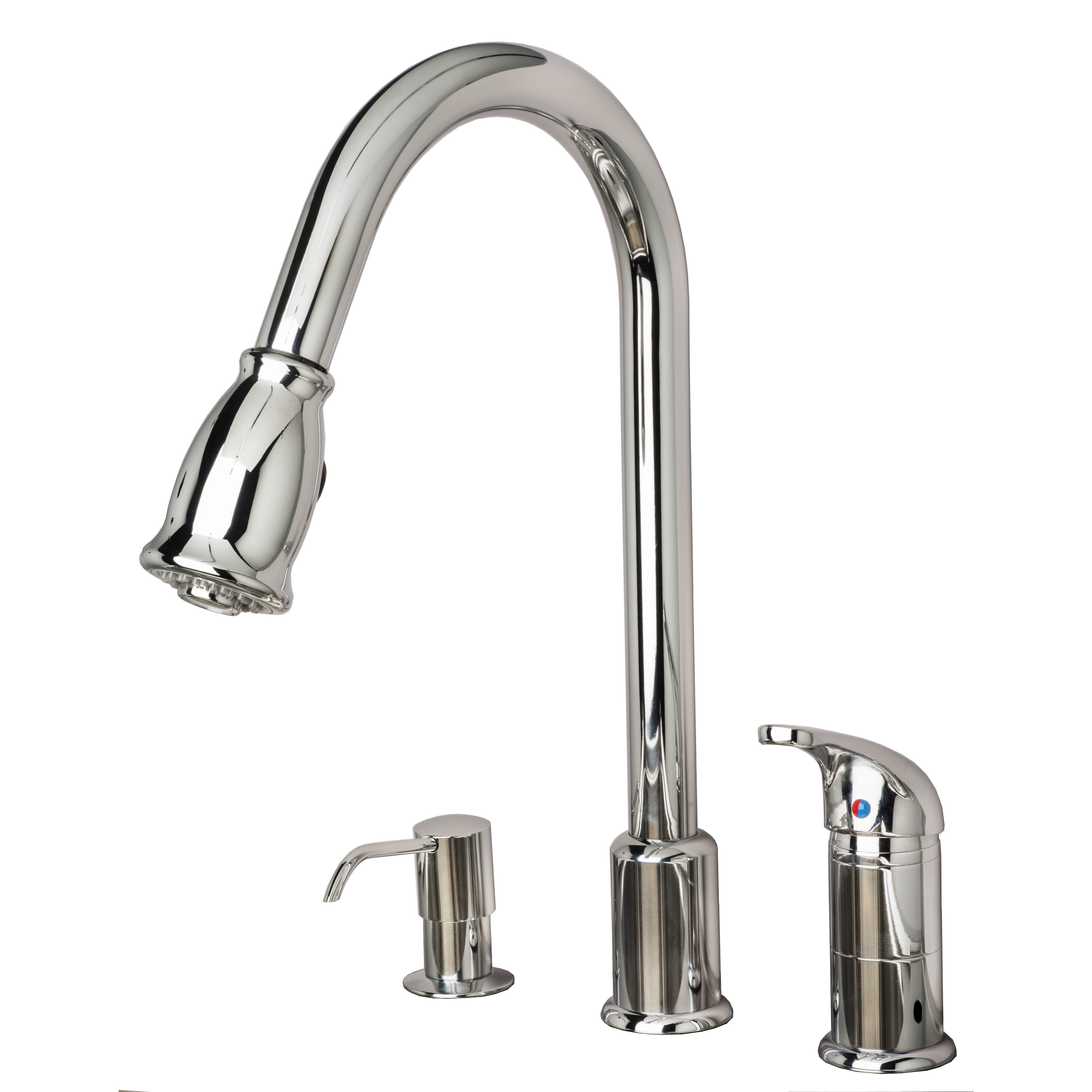 Builders Shoppe 1170CP Single Handle Pull-Down Kitchen Faucet with Soap ...