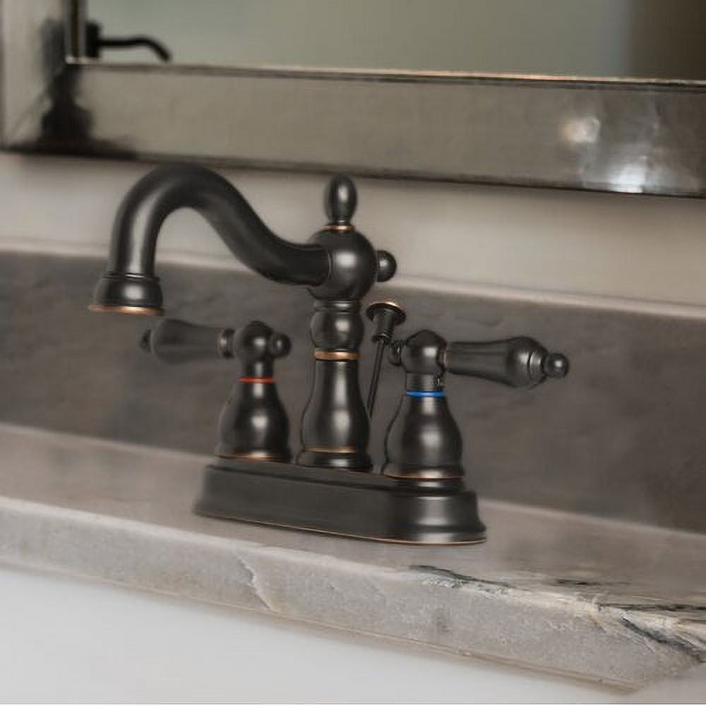 Builders Shoppe Classic Brass Three Hole Bathroom Sink Faucet with Pop ...