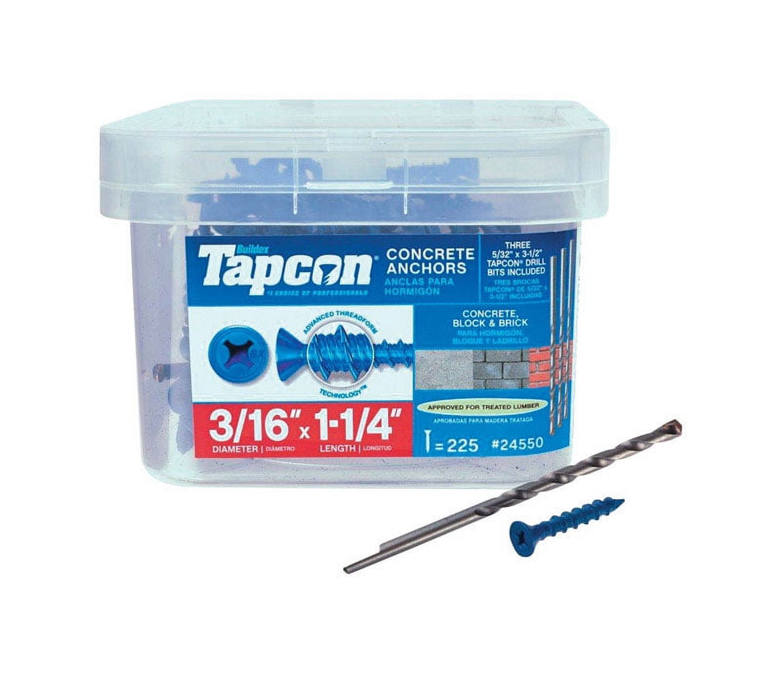 Buildex Tapcon 24550 Concrete Screw Anchor 3/16 in Drive - Walmart.com