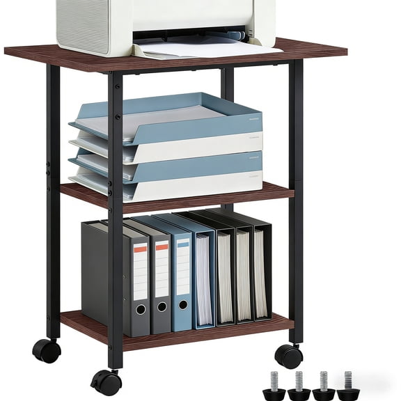 Printer Stand with Storage Shelf,3 Tier Printer Cart with Wheels,Mobile ...