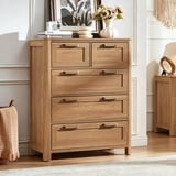 Buildhom Farmhouse 5-Drawer Dresser with Rounded Corners & Solid Legs ...