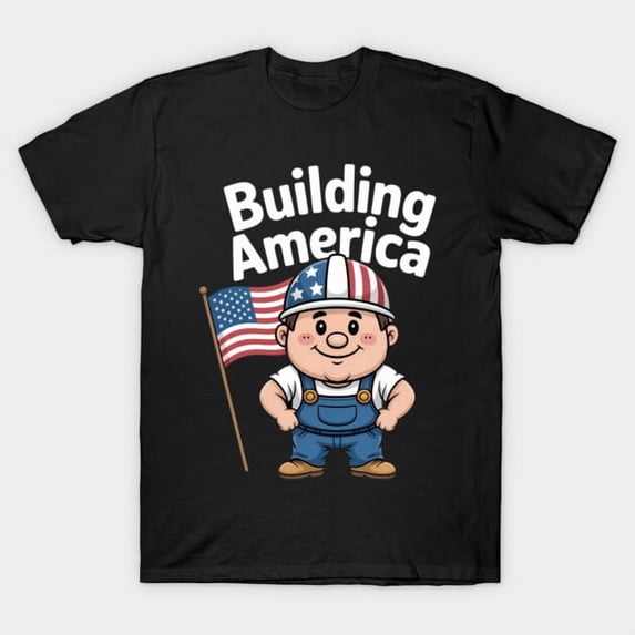 Building America Construction Worker 4th Of July Patriotic Blue Collar ...