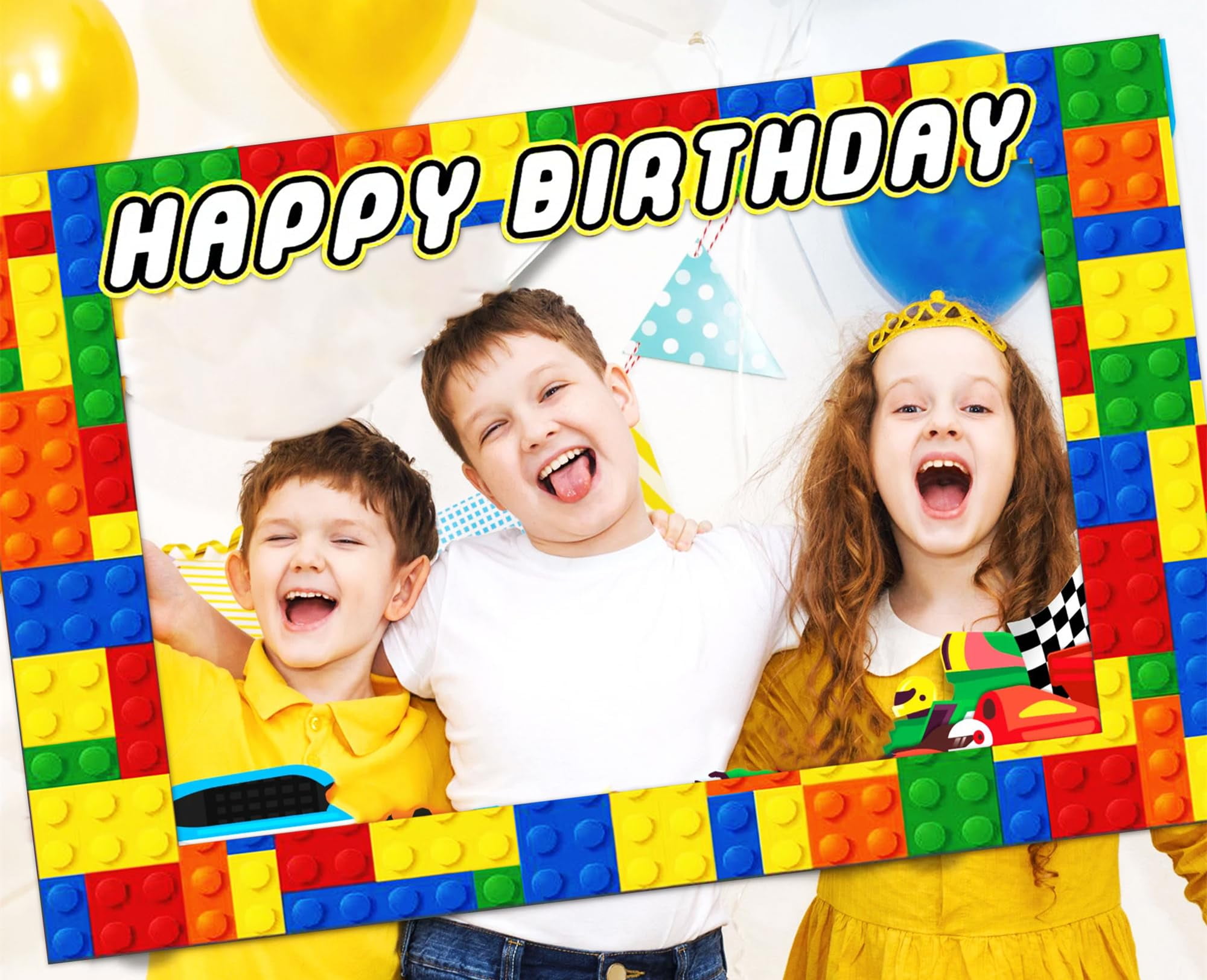Building Block Birthday AJH3 Party Photo Booth Props Frame Block Party ...
