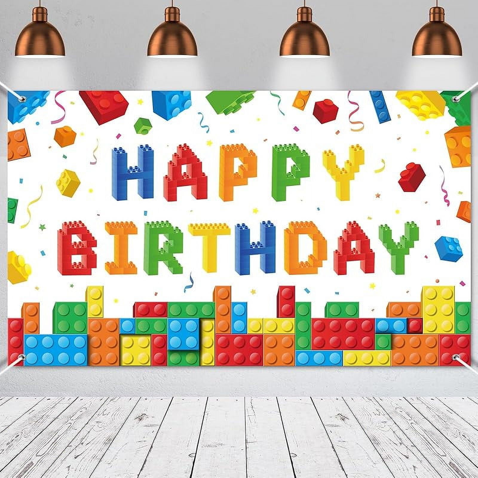 Building Block Birthday Banner Building Blocks Party Backdrop Building ...