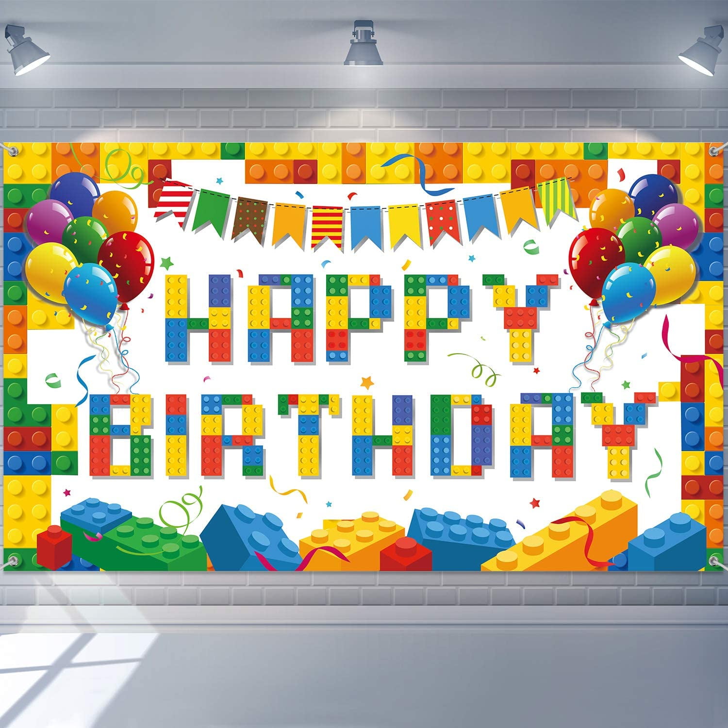 Building Block Birthday Banner Building Blocks Party Backdrop Building ...