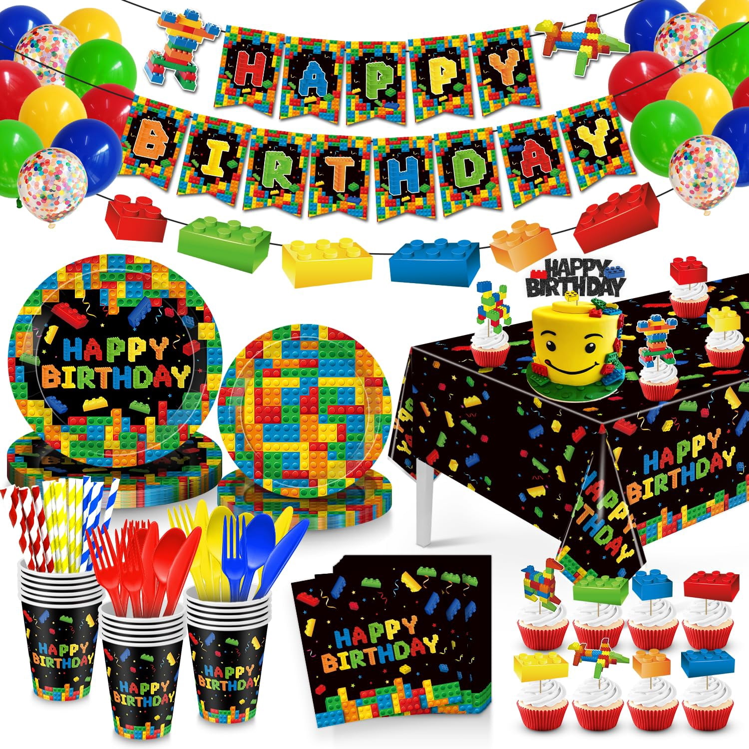Building Block Birthday Party Supplies, Building Blocks H2FSDParty ...